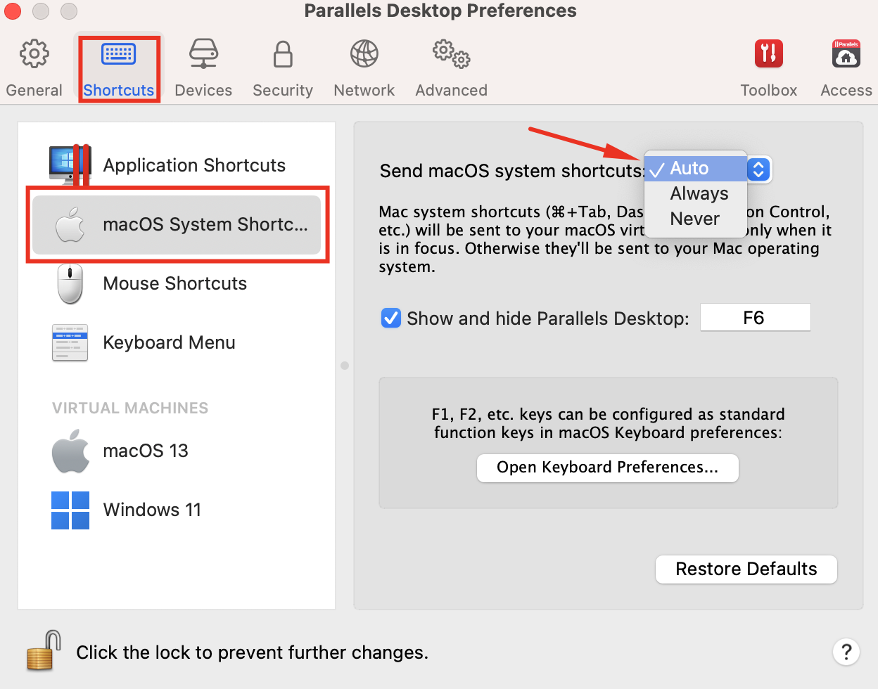 KB Parallels: Use Function keys in Windows virtual machine